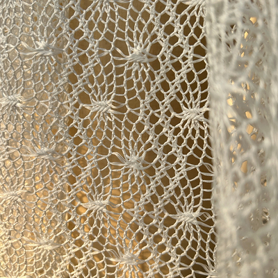 波浪条纹蕾丝网布料镂空白色网纱