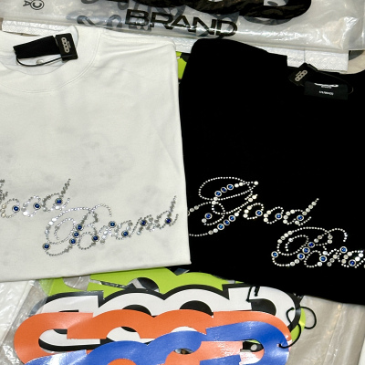 GOODBRAND 花体烫钻花卉小花轻奢时尚短袖T恤 男女同款