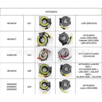 MR583932 8619A360 8619A333 8619A015 8619A167