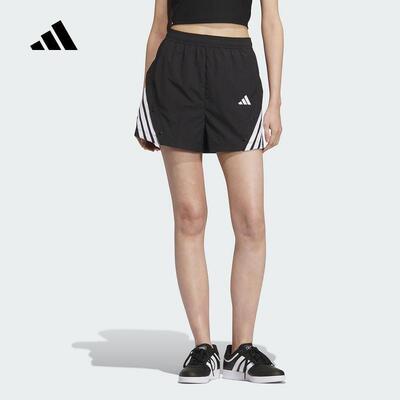 adidas阿迪达斯运动裤女25秋季三条纹训练速干透气梭织短裤KE5852