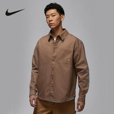 耐克外套男2024冬季新款Jordan梭织翻领衬衫休闲夹克FV7447-223