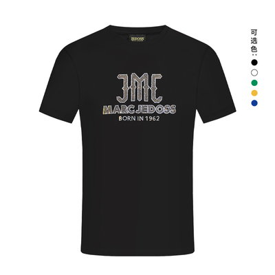 JEDOSS/爵迪斯男装夏季新款字母LOGO烫钻水晶砂短袖T恤103AM