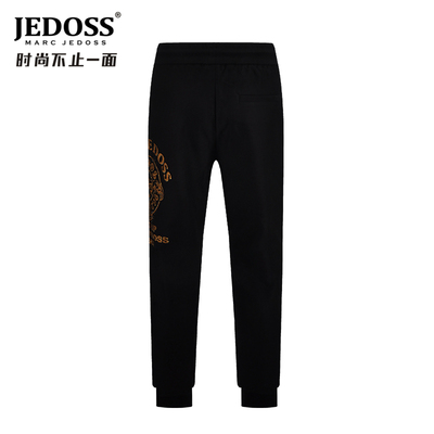 黑色运动毛巾绣休闲裤爵迪斯
