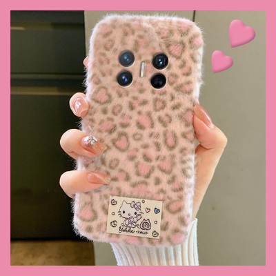 豹纹凯蒂猫贴纸适用华为magicv3手机壳magicvs2可爱p50呆萌pockets秋冬季matexs2毛绒x5折叠屏x3卡通ocket2硬