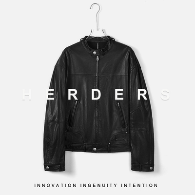 HERDERS 短款圆领拉链款皮衣 50013