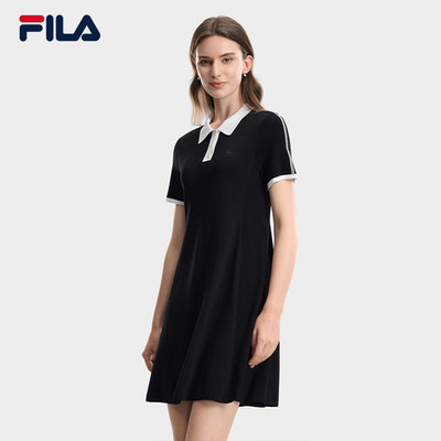FILA 斐乐官方女编织洋装2026秋短袖polo翻领裙子F11W633308F