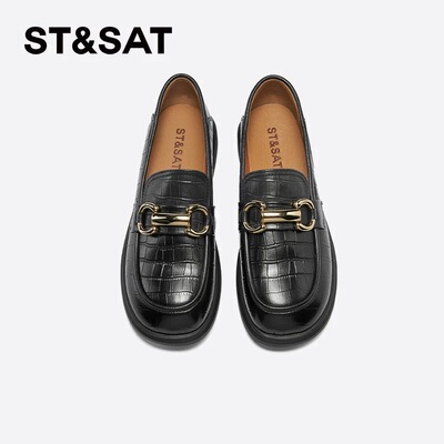 星期六乐福鞋厚底圆头学院风英伦风通勤女鞋SSC3111N09