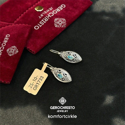 GEROCHRISTO GR1733眼睛锆石耳环 925纯银镂空雕刻长款耳钩GC