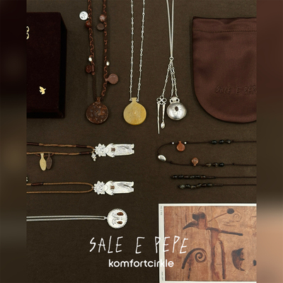 SALE E PEPE胡椒盐 纯银碰杯编绳长项链酒壶宝瓶吊坠毛衣链