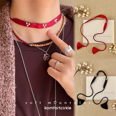 soft mountains软山 Crimson Flow赤棠花丛缎面手链 复古原创设计