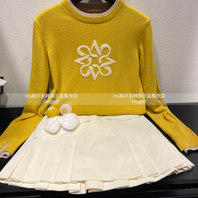 St andrews高尔夫服装女士秋冬新款长袖针织衫上衣A字裙百褶短裙