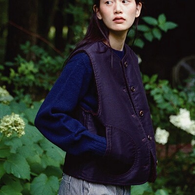 若若韩国正品代购直邮urbanic30复古缝线抓绒马夹背心冬女叠穿