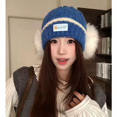 韩系秋冬保暖护耳针织帽显脸小