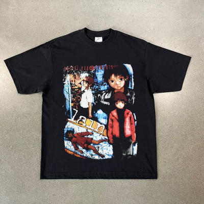 CLFC SERIAL EXPERIMENTS LAIN二次元T恤复古宽松做旧长袖短袖T恤