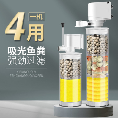 鱼缸过滤器三合一净水循环免换水内置潜水泵吸便增氧圆形小型