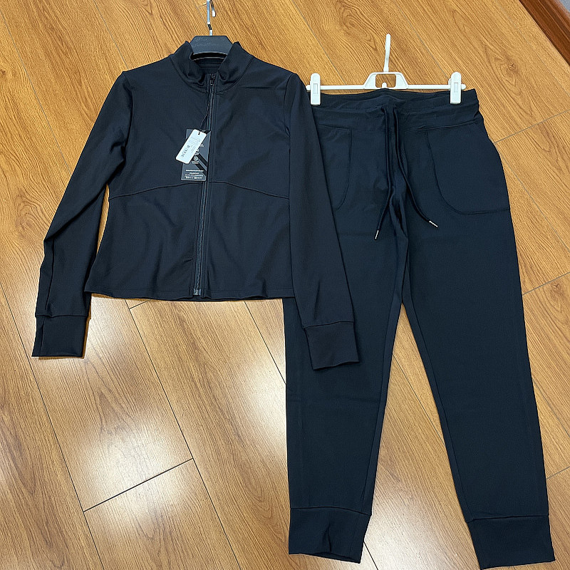 KYODAN原单运动套装黑色女士跑步瑜伽服健身衣显瘦外套运动裤休闲