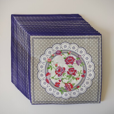 Vintage Flower Paper Napkins Decoupage 复古风花朵彩色餐巾纸