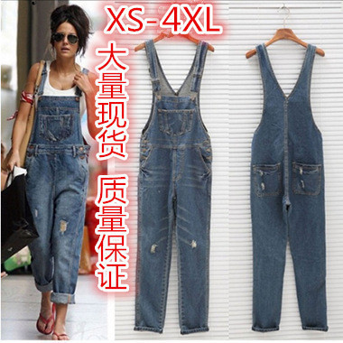 Women's suspender denim overalls欧美跨境女牛仔背带吊带裤