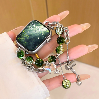 夏天高级感金属表链串珠女款表带