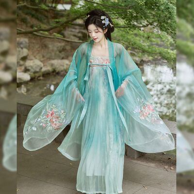 原创唐制汉服十二花神【牡丹之约】齐胸裙重工刺绣超仙春夏套装