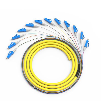 晋航 12芯LC束状尾纤小方头12色尾缆光纤跳纤电信级单模12芯lc束纤尾缆彩色光缆跳纤