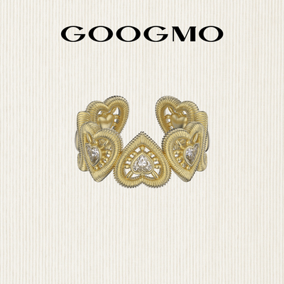 【赵品霖同款】GOOGMO金色镂空爱心戒指小众设计精致感开口可调节