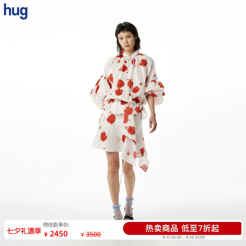 【SAMUEL Gui YANG】hug 2026夏新款苎麻印花宽袖上衣