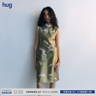 【AO YES 凹是】hug 2026早春新款蓝色茶色瑟曼连衣裙