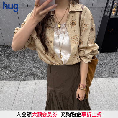 墙纸复古斑驳印花衬衫icedust