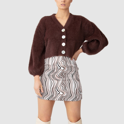 【折】C/MEO 2R秋冬新款 COMFORT V领灯笼袖短款毛衣开衫外套