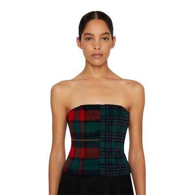 【折】Danielle Guizio BLACK PINK同款绿格纹西装裤子抹胸