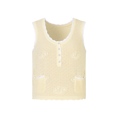 Three Quarters 24夏季新款撞边logo提花毛织背心百搭木兰合集