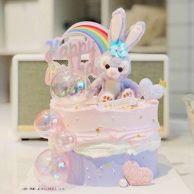 生日蛋糕装饰毛绒兔烘焙插件星黛露毛绒玩具摆件甜品台装饰