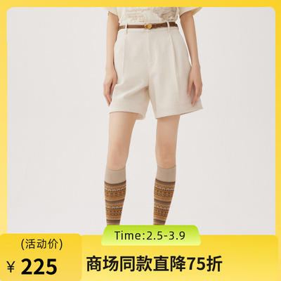 谜底A型短裤女士2024秋季新品通勤风百搭高腰挺阔直筒裤243MK1215