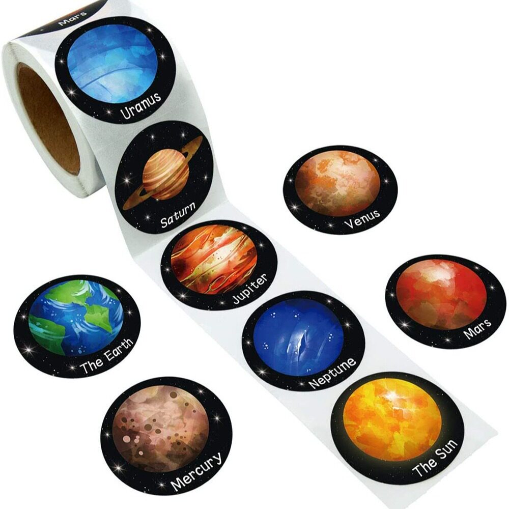 宇宙星球科普不干胶标签贴纸水彩行星小学科学课教具收纳分类标记