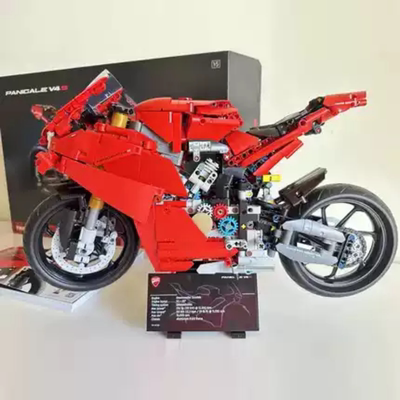 中国积木机械42202杜卡迪PanigaleV4S摩托车男孩拼装益智玩具模型