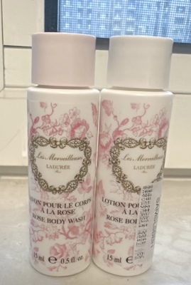日本专柜 Laduree 拉杜丽润肤乳/沐浴液（玫瑰香型）一对。