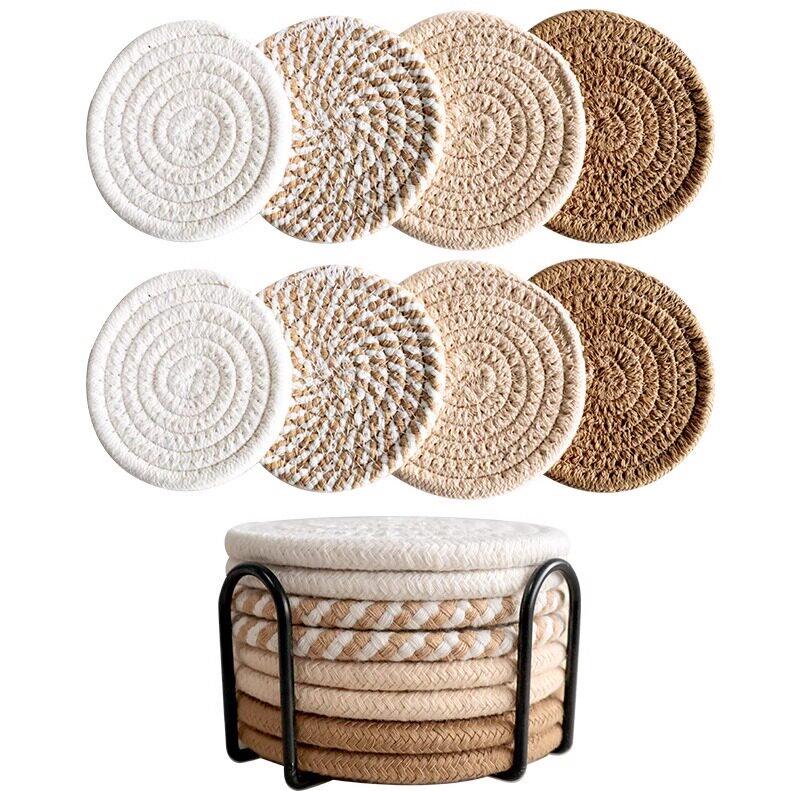 Round Drink Coaster for cold drink with Holder Cotton圆杯垫