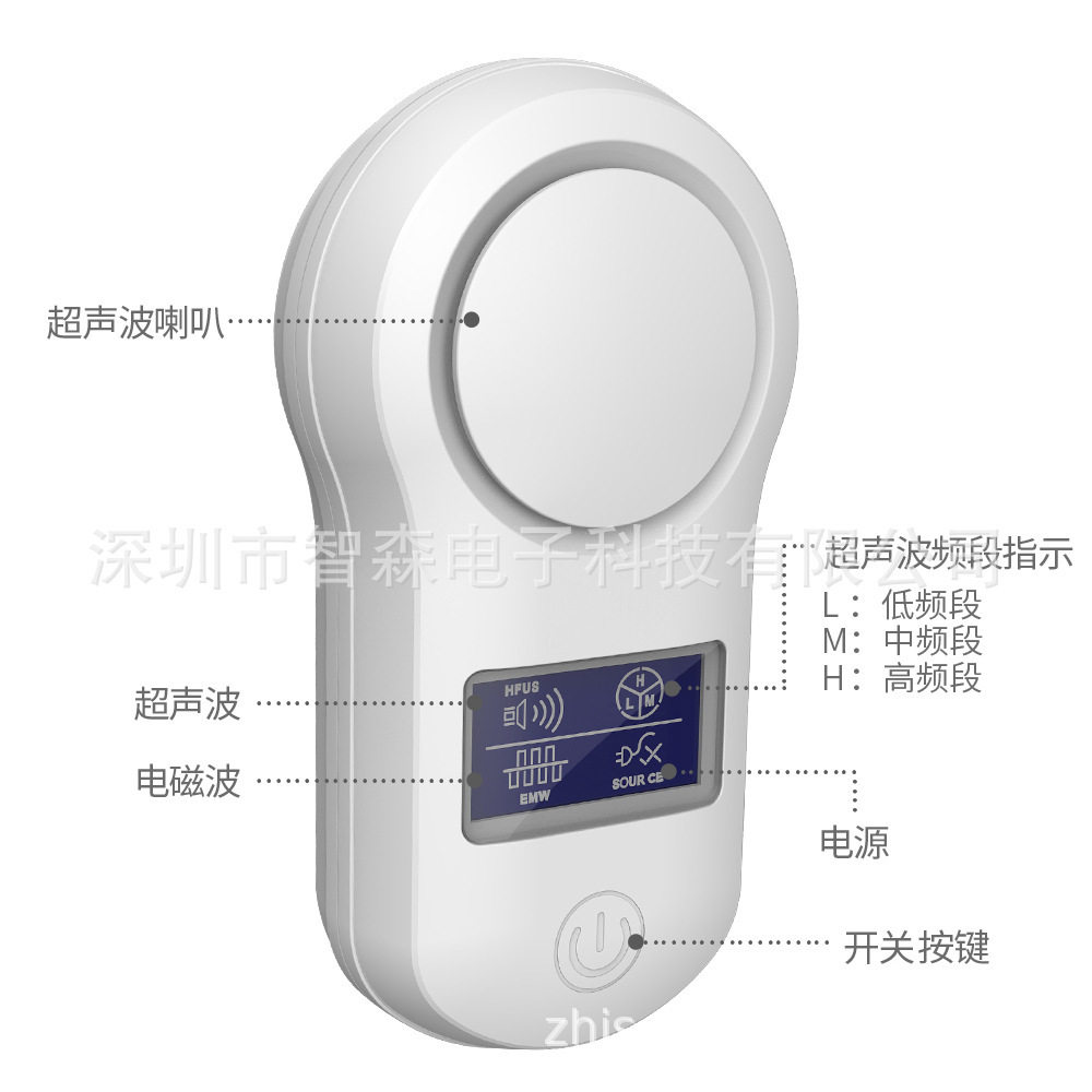 工厂带液晶显示跨境超声波电子驱鼠器驱蚊器驱蟑螂器 QS005