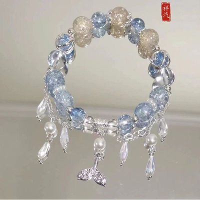 【兰波】打哈欠的啵啵鱼设计珍珠流苏鱼尾手串小众高级感手链新潮