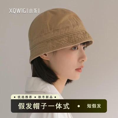 渔夫帽日系百搭假发一体帽