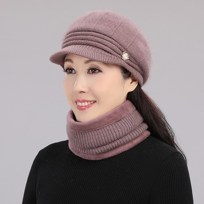 冬天帽子女时尚中老年兔毛70岁厚