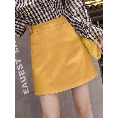 Multi colored leather hip hugging skirt 女多色皮质包臀半身裙