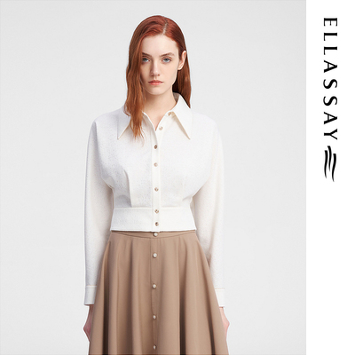 ELLASSAY歌力思秋季新款莱赛尔复古收腰衬衫女EWE343C01500