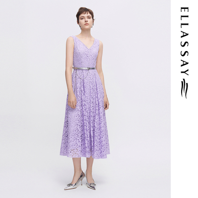ELLASSAY歌力思春夏新款时尚优雅气质蕾丝连衣裙女EWF342Y15200