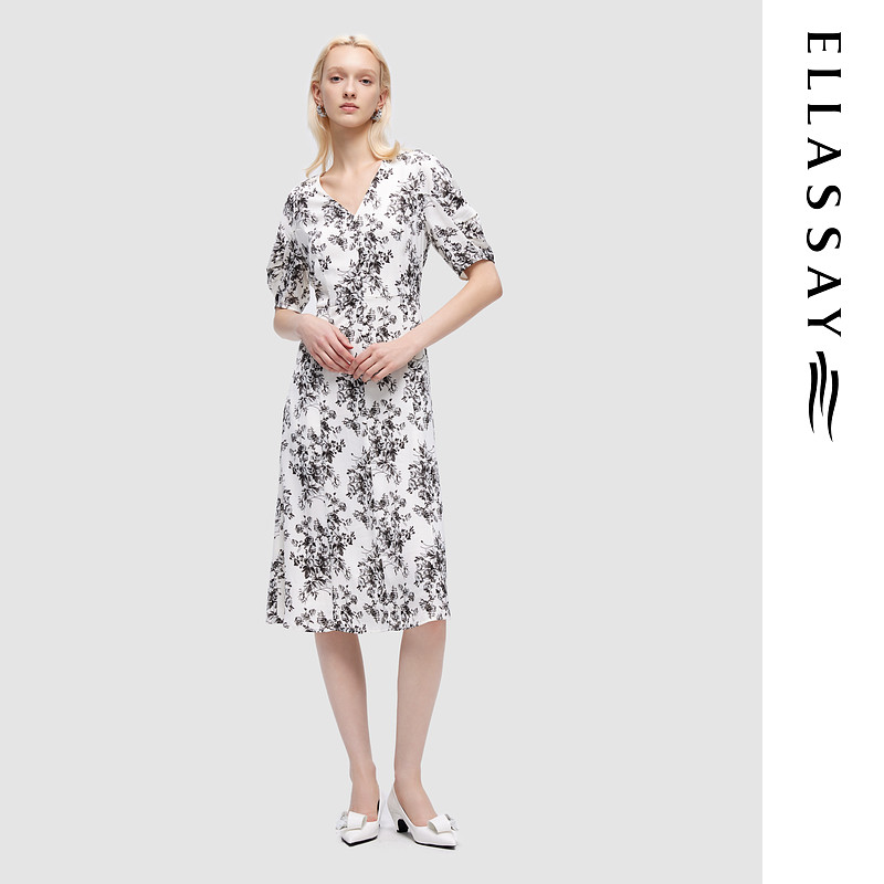 ELLASSAY歌力思2026春夏新款花卉淡雅清新气质连衣裙EWD351Y05900