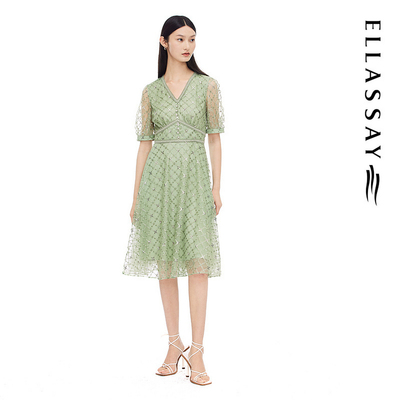 ELLASSAY歌力思夏季新款法式甜美高级感92号连衣裙女EWE332Y03300