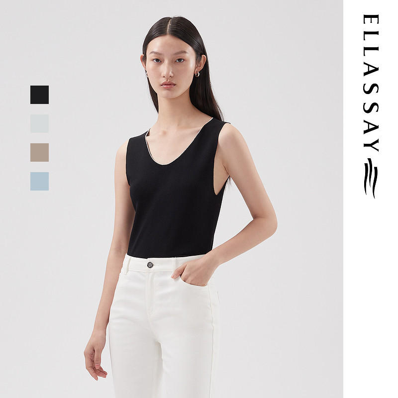 ELLASSAY歌力思夏季新款时尚简约风纯色针织衫背心女EWD332M41000