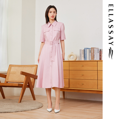 ELLASSAY歌力思2026夏季新款法式气质衬衫连衣裙女EWD365Y23100