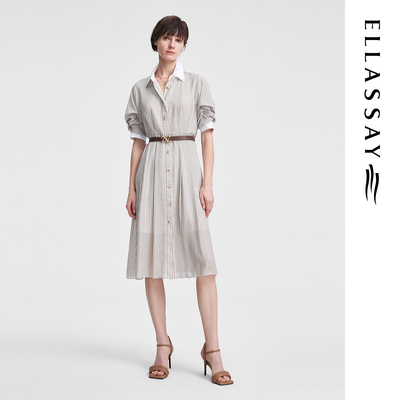 ELLASSAY歌力思夏季新款含蓄优雅罗马假日连衣裙女EWW352Y01300
